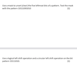 Solved Use a mask to unset (clear) the five leftmost bits of | Chegg.com