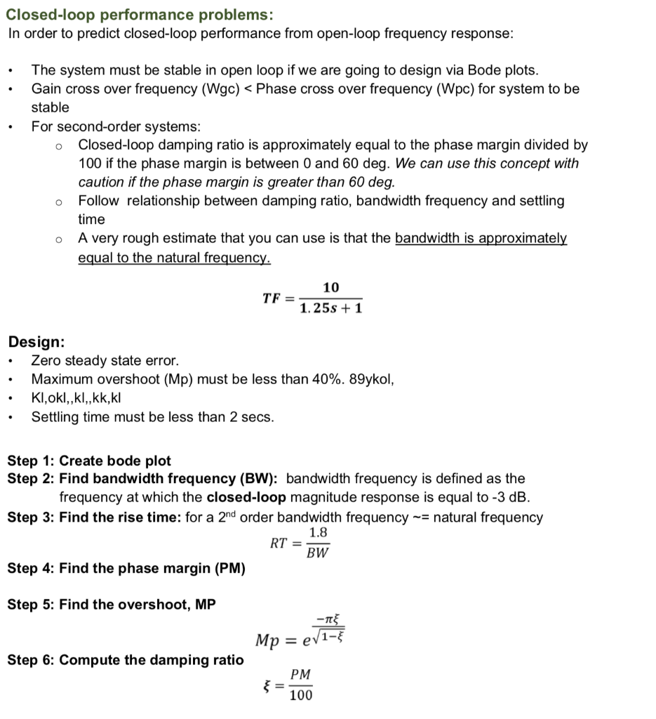 Solved Closed-loop performance problems: In order to predict | Chegg.com