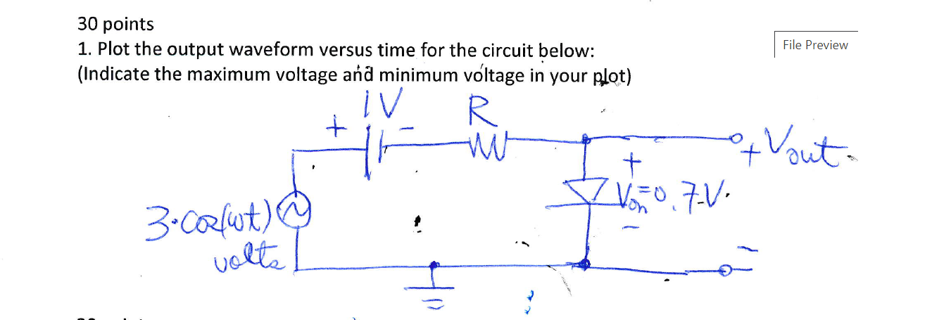 Solved File Preview 30 points 1. Plot the output waveform | Chegg.com