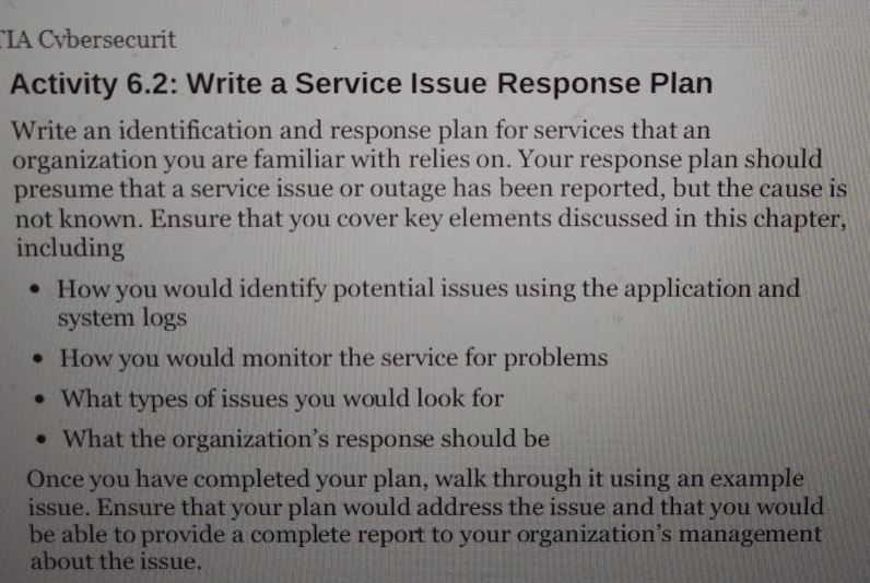 Activity 6.2: Write a Service Issue Response | Chegg.com