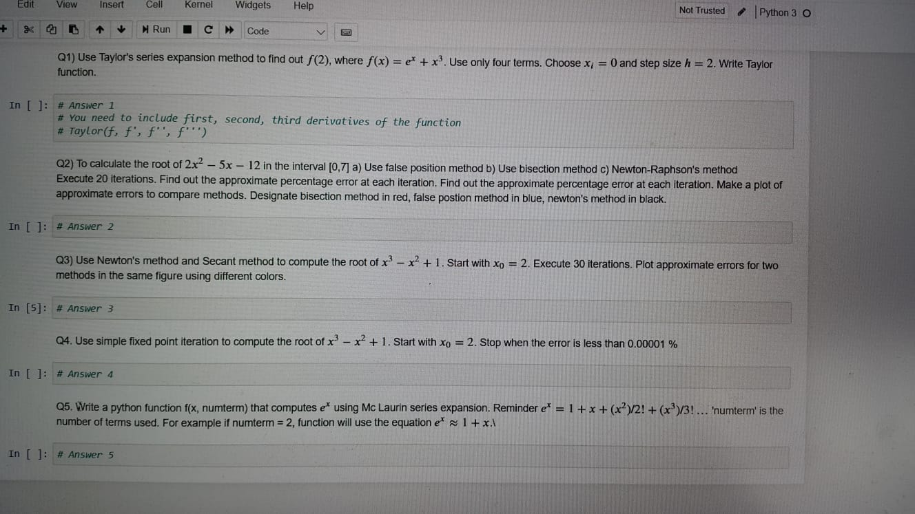 Numerical Methods Homework I have an assignment that | Chegg.com