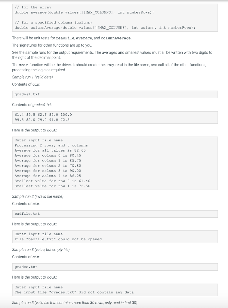 C++ requirements • The program must make use of a two | Chegg.com