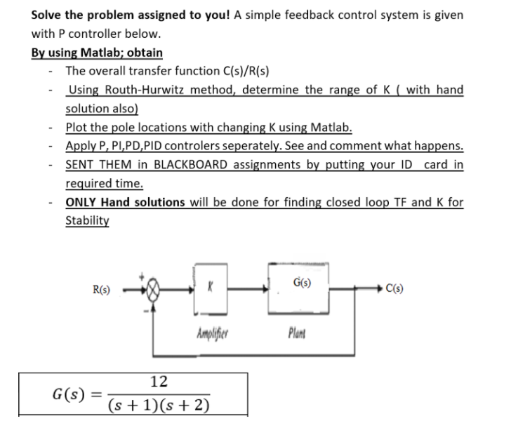 Solved Solve the problem assigned to you! A simple feedback | Chegg.com