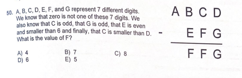 Solved A,B,C,D,E,F, and G represent 7 different digits.\\nWe | Chegg.com