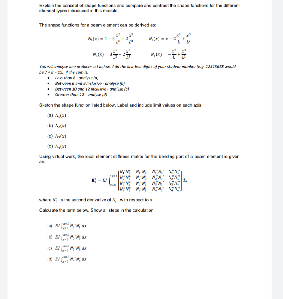 Explain The Concept Of Shape Functions And Compare 