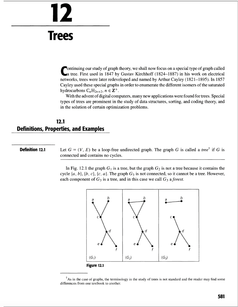 Solved a) Why is G2 in figure 12.1 not a tree? Why is Gz not | Chegg.com