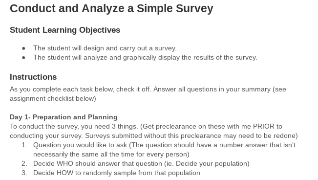 Solved Conduct and Analyze a Simple Survey Student Learning | Chegg.com