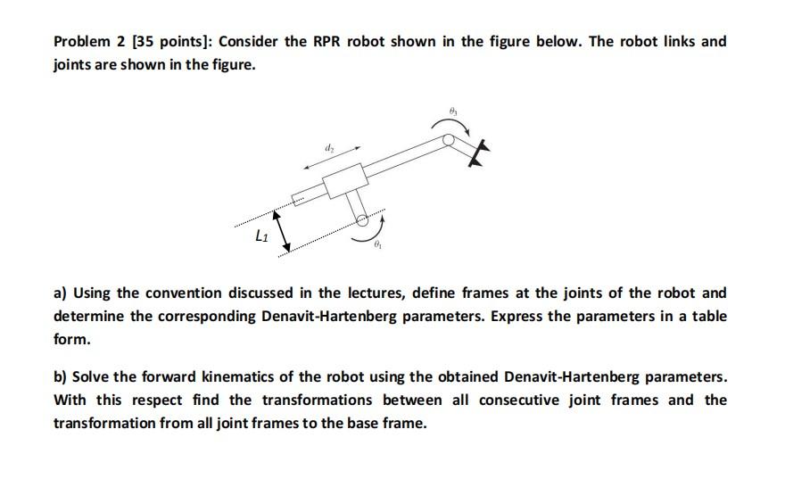 Consider the RPR robot shown in the figure below. The | Chegg.com