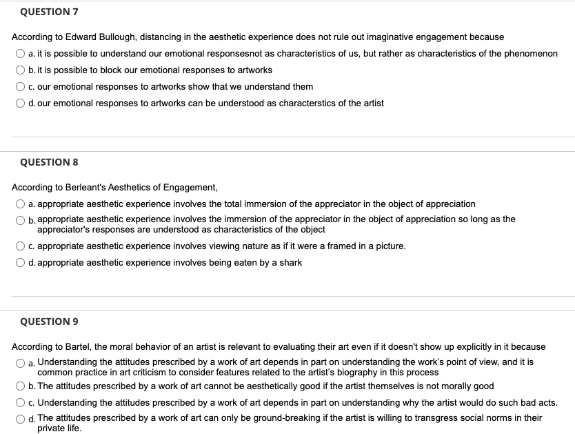 Solved QUESTION 7 According to Edward Bullough, distancing | Chegg.com