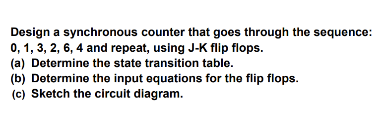 Design a synchronous counter that goes through the | Chegg.com