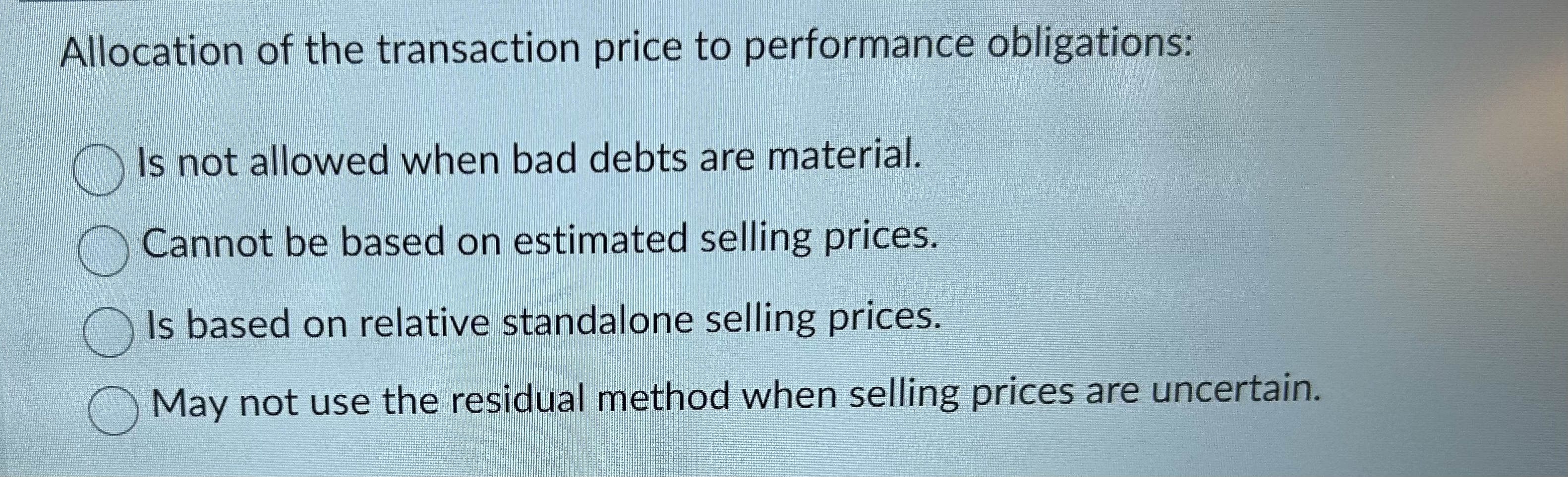 Solved Allocation of the transaction price to performance | Chegg.com
