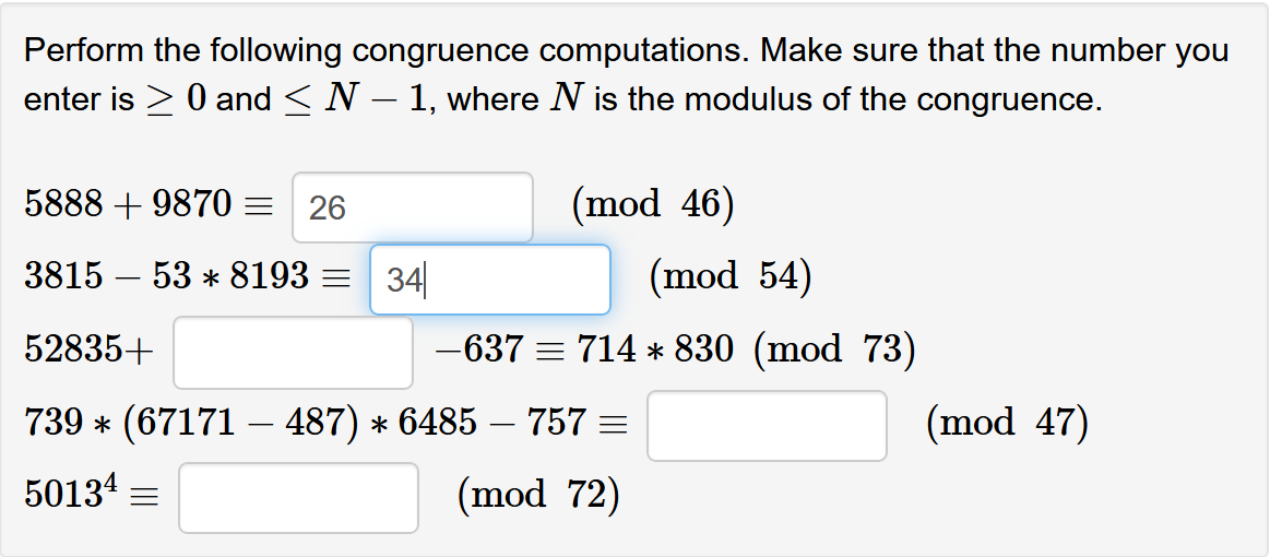 Solved Perform the following congruence computations. Make | Chegg.com