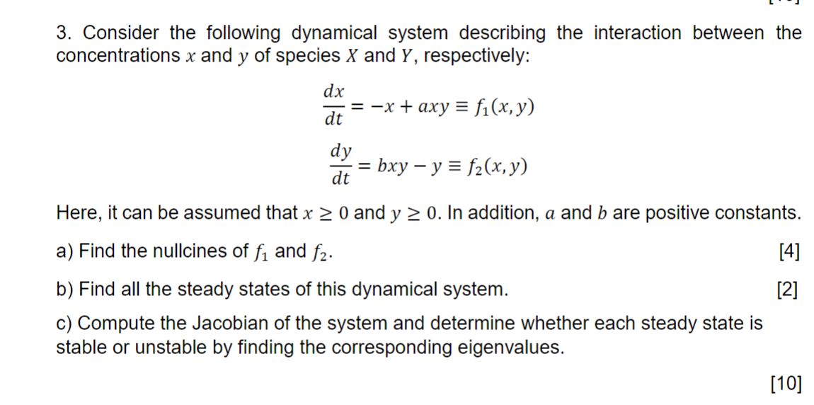 Consider the following dynamical system describing | Chegg.com