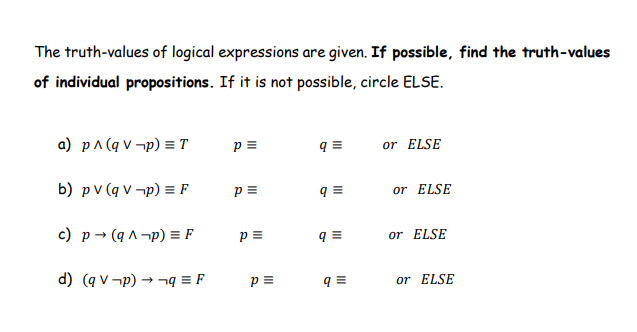 Solved The truth-values of logical expressions are given. If | Chegg.com