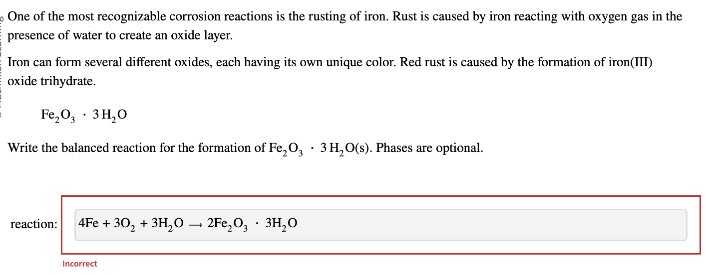 Solved One of the most recognizable corrosion reactions is | Chegg.com