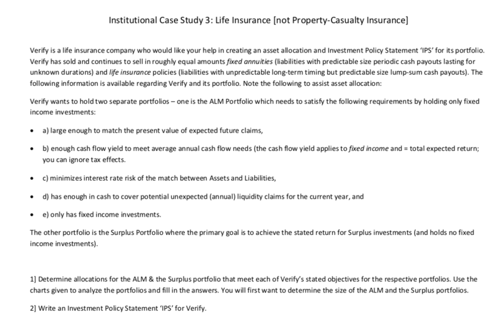 Institutional Case Study 3: Life Insurance [not | Chegg.com