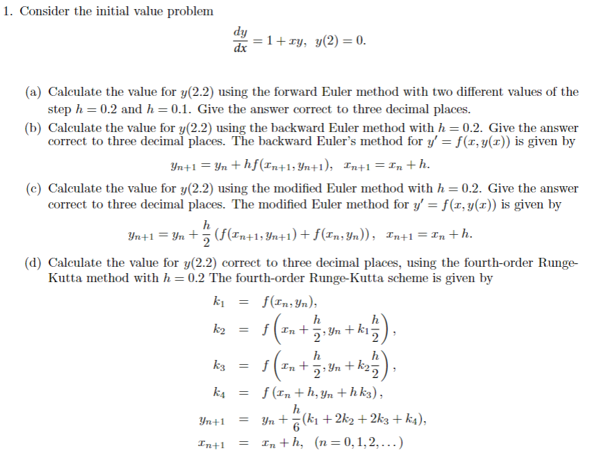 Solved 1. Consider the initial value problem dy dx 1+ry, | Chegg.com