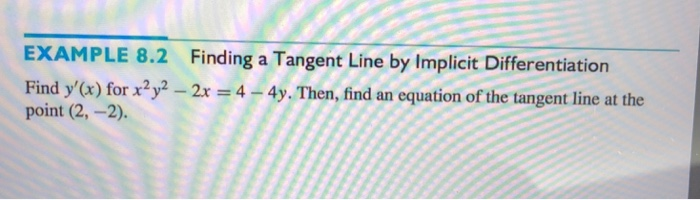 Solved EXAMPLE 8.2 Finding a Tangent Line by Implicit | Chegg.com
