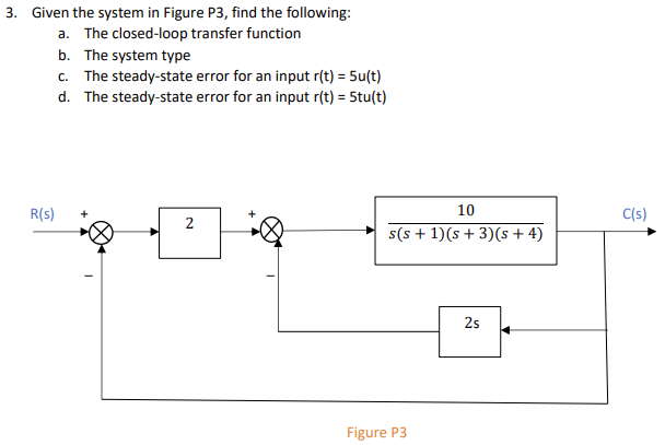 Solved Given the system in Figure P3, ﻿find the following:a. | Chegg.com
