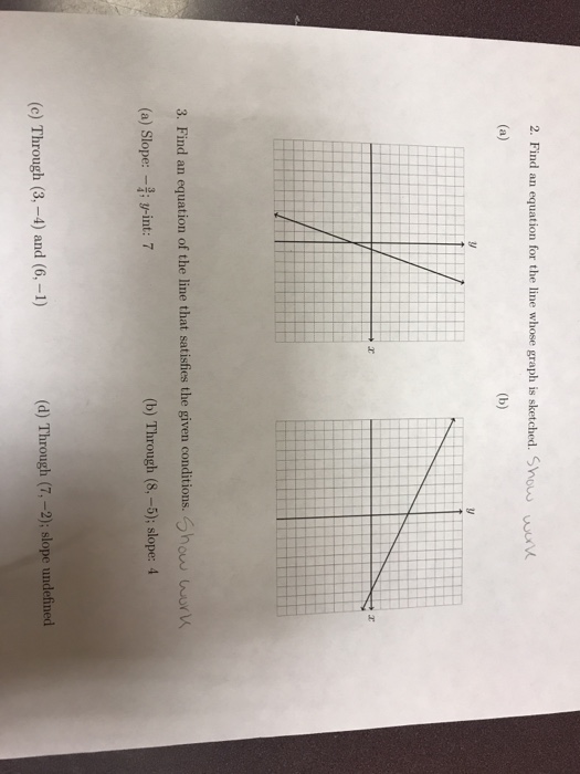 Solved Find an equation for the line whose graph is | Chegg.com