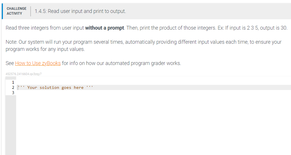 Solved \begin{tabular}{l|l} CHALLENGE ACTIVITY & 1.4.5: Read | Chegg.com Solved \begin{tabular}{l|l} CHALLENGE ACTIVITY & 1.4.5: Read | Chegg.com