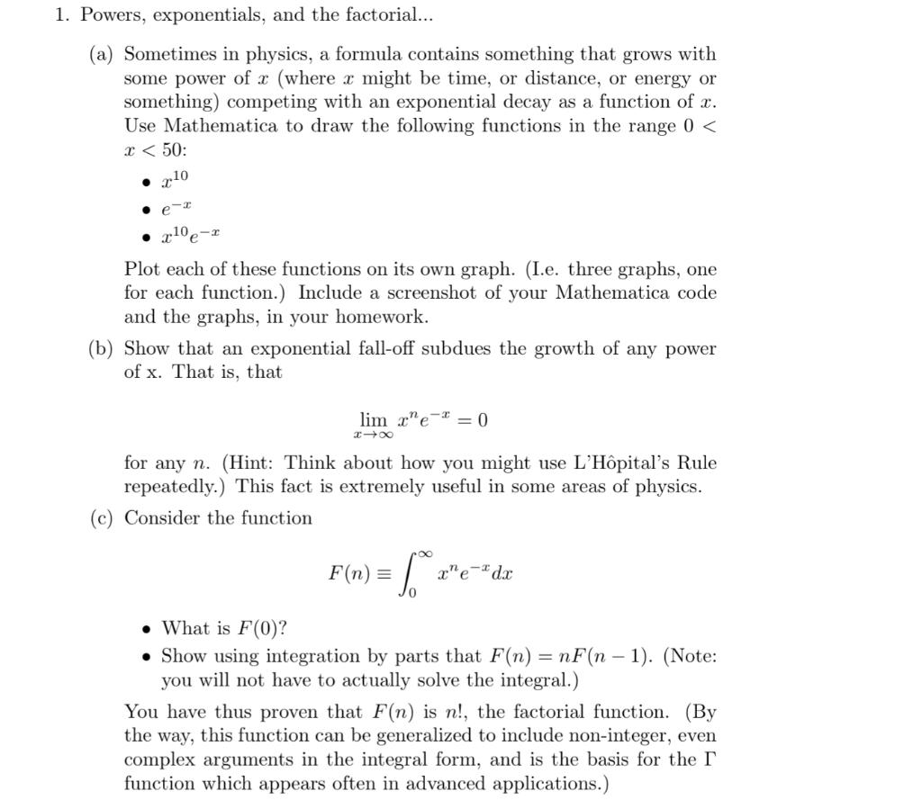 Solved Powers, exponentials, and the factorial... (a) | Chegg.com