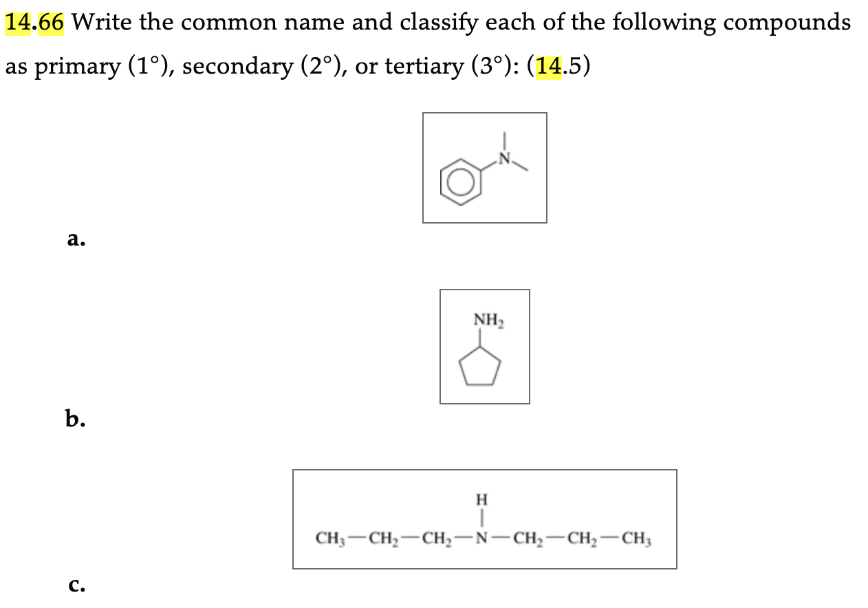 Solved 14.66 Write the common name and classify each of the | Chegg.com