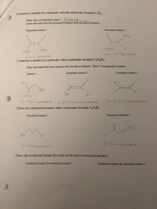 Solved Construct a model of a molecule with the molecular | Chegg.com