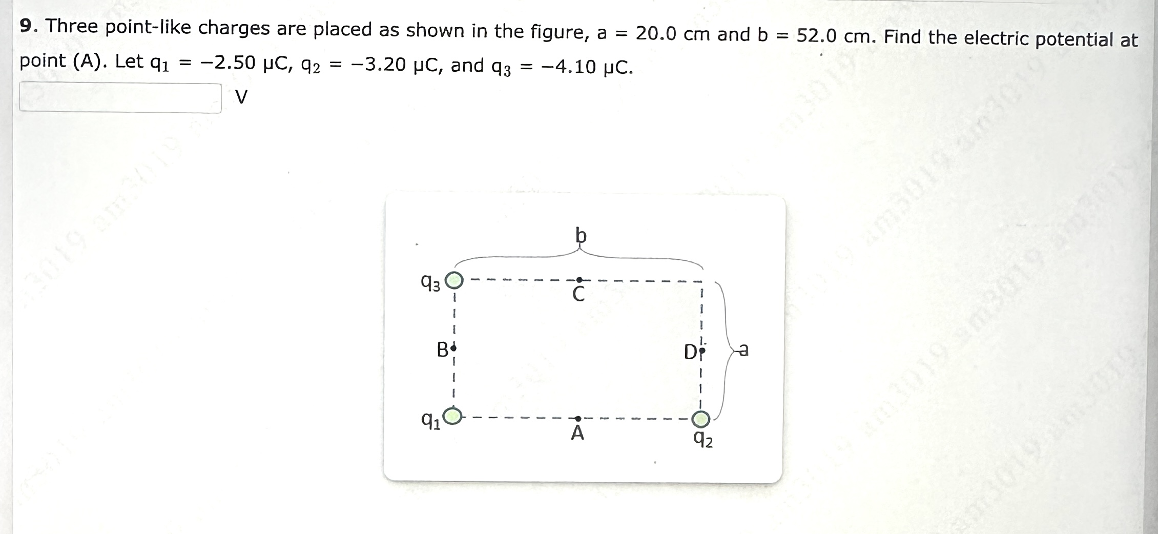 Solved 9. Three point-like charges are placed as shown in | Chegg.com