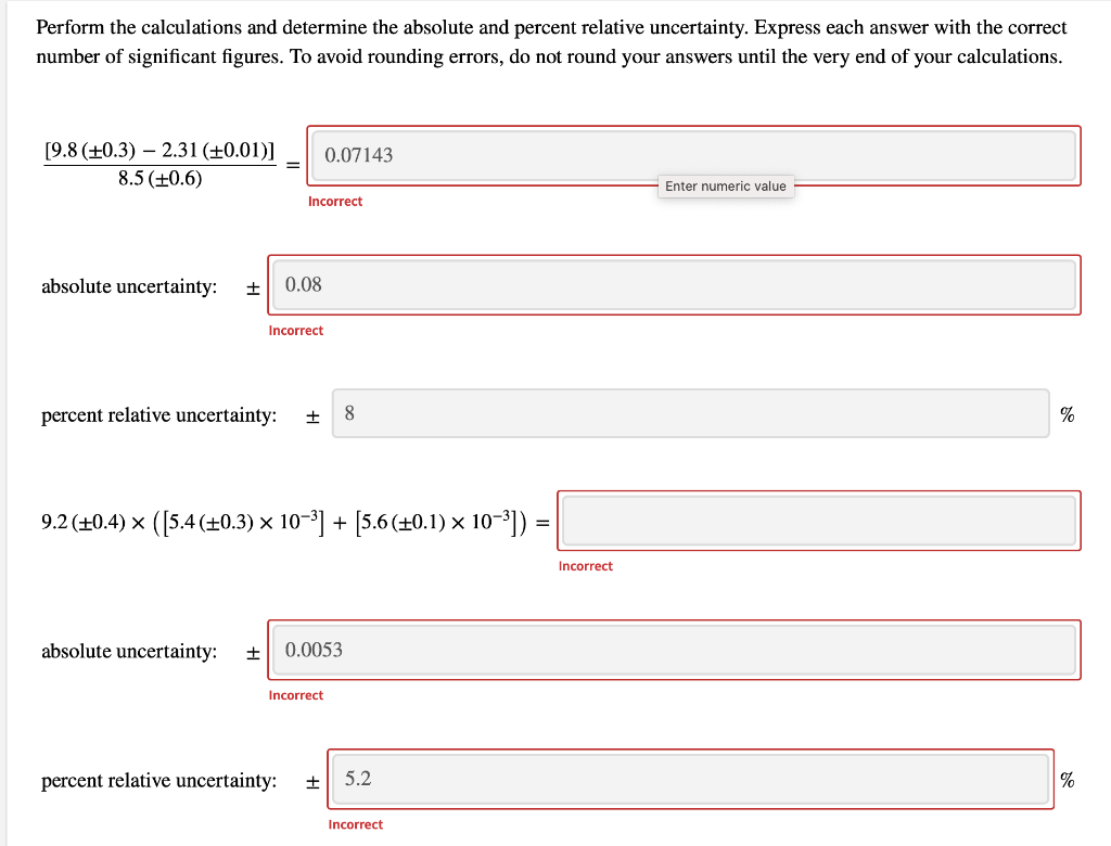 Solved Perform the calculations and determine the absolute | Chegg.com