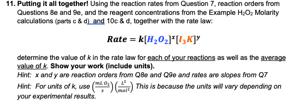 I need help with help with k for Reaction 1, 2 and 3, | Chegg.com