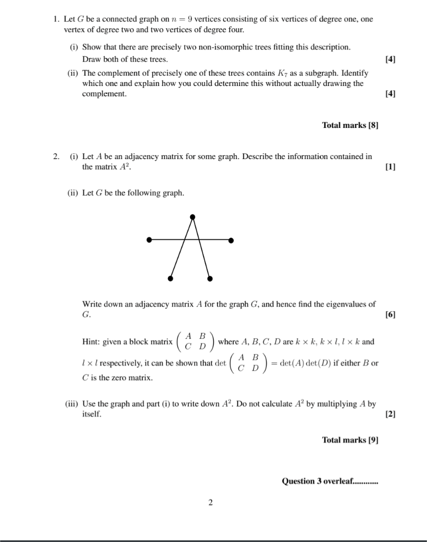 Solved 1. Let G be a connected graph on n=9 vertices | Chegg.com