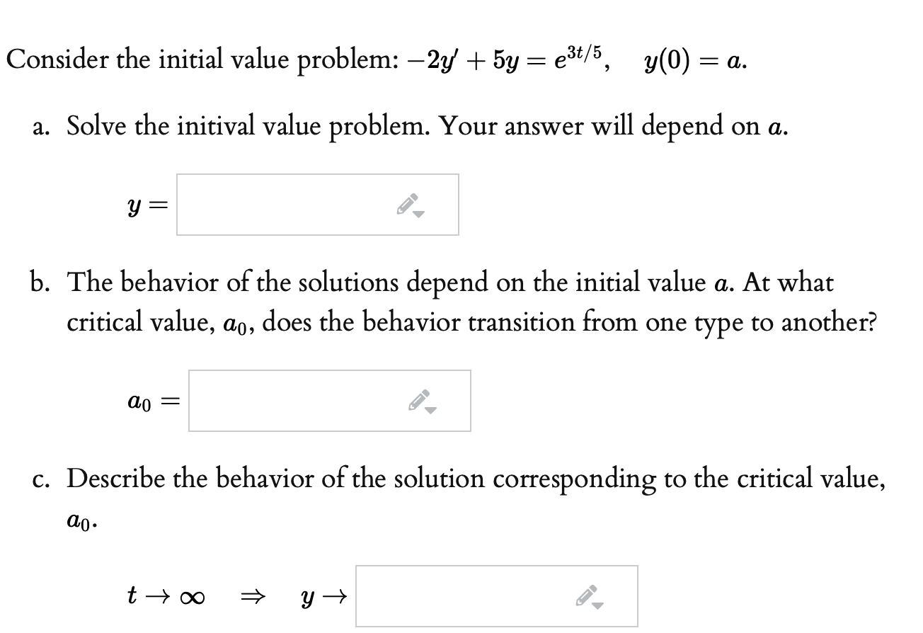 Solved Consider the initial value problem: – 2y + 5y = | Chegg.com