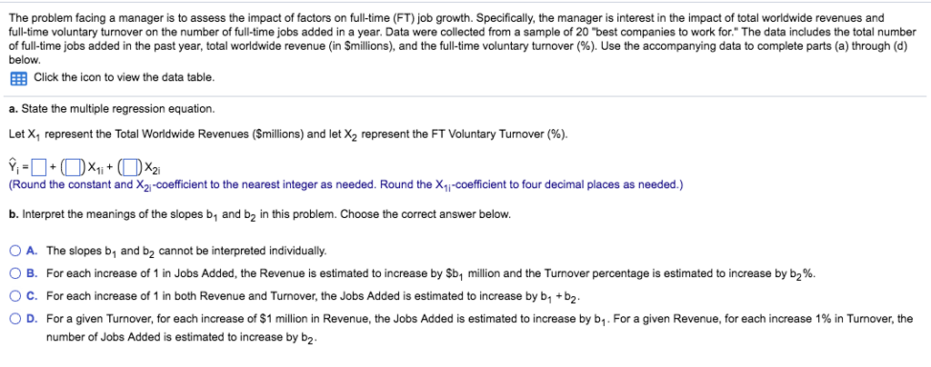 Solved The problem facing a manager is to assess the impact | Chegg.com