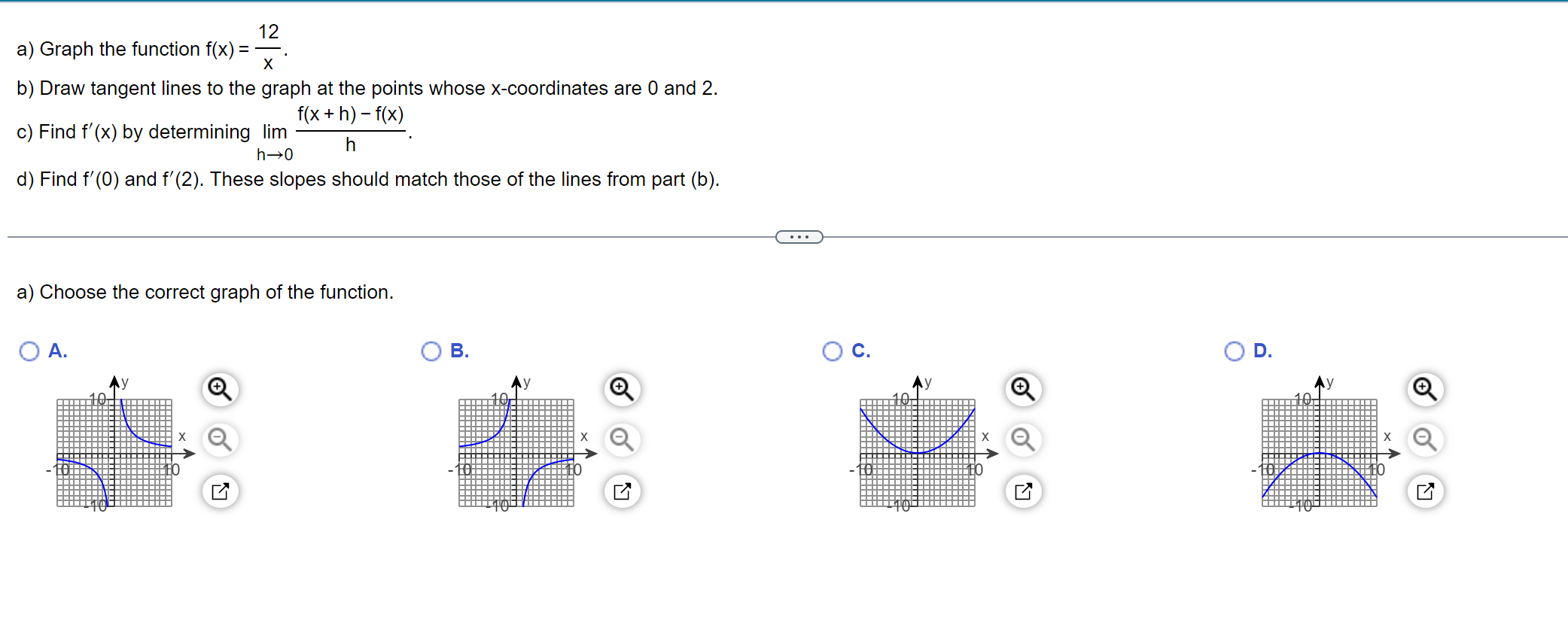 Solved a) Graph the function f(x)=x12 b) Draw tangent lines | Chegg.com