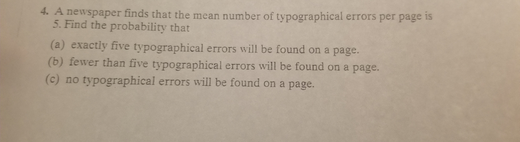 Solved A newspaper finds that the mean number of | Chegg.com