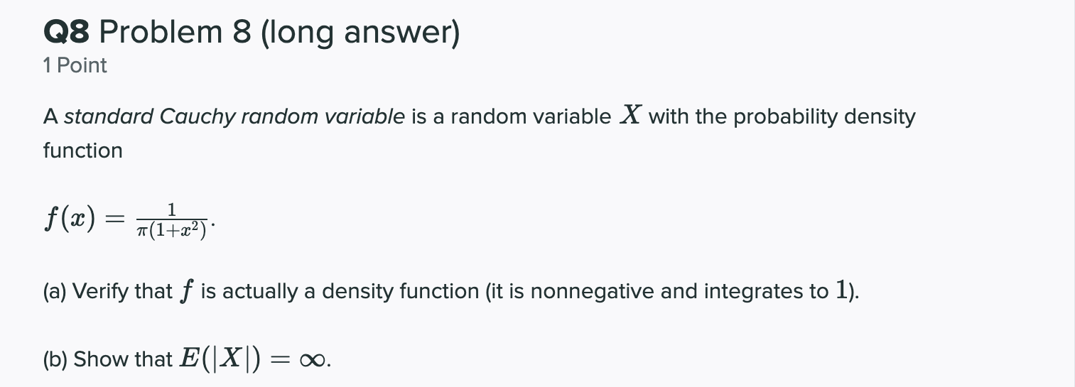 Solved Q8 Problem 8 Long Answer 1 Point A Standard Cauchy