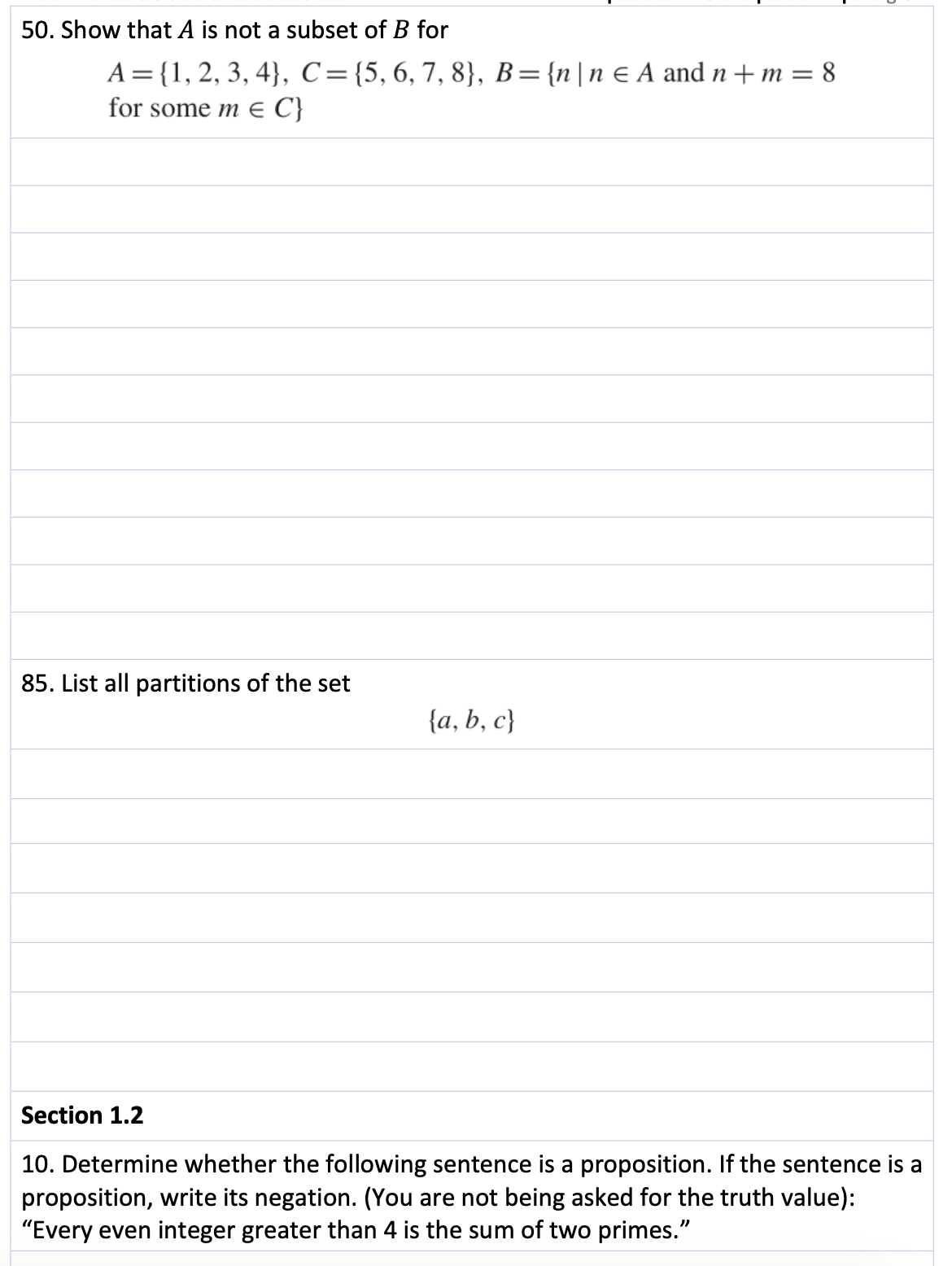 Solved 50. Show that A is not a subset of B for | Chegg.com