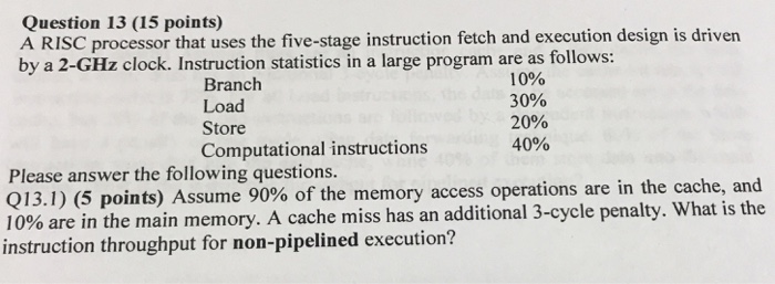 Solved Question 13 (15 points) A RISC processor that uses | Chegg.com