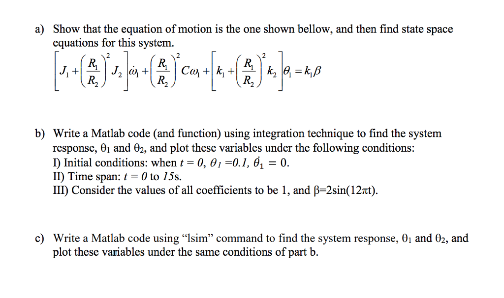 Solved In the system shown below, K1 and K2 are spring | Chegg.com