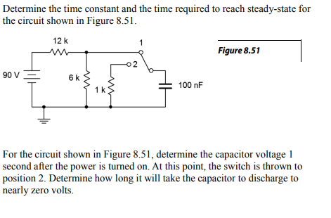Solved Determine the time constant and the time required to | Chegg.com