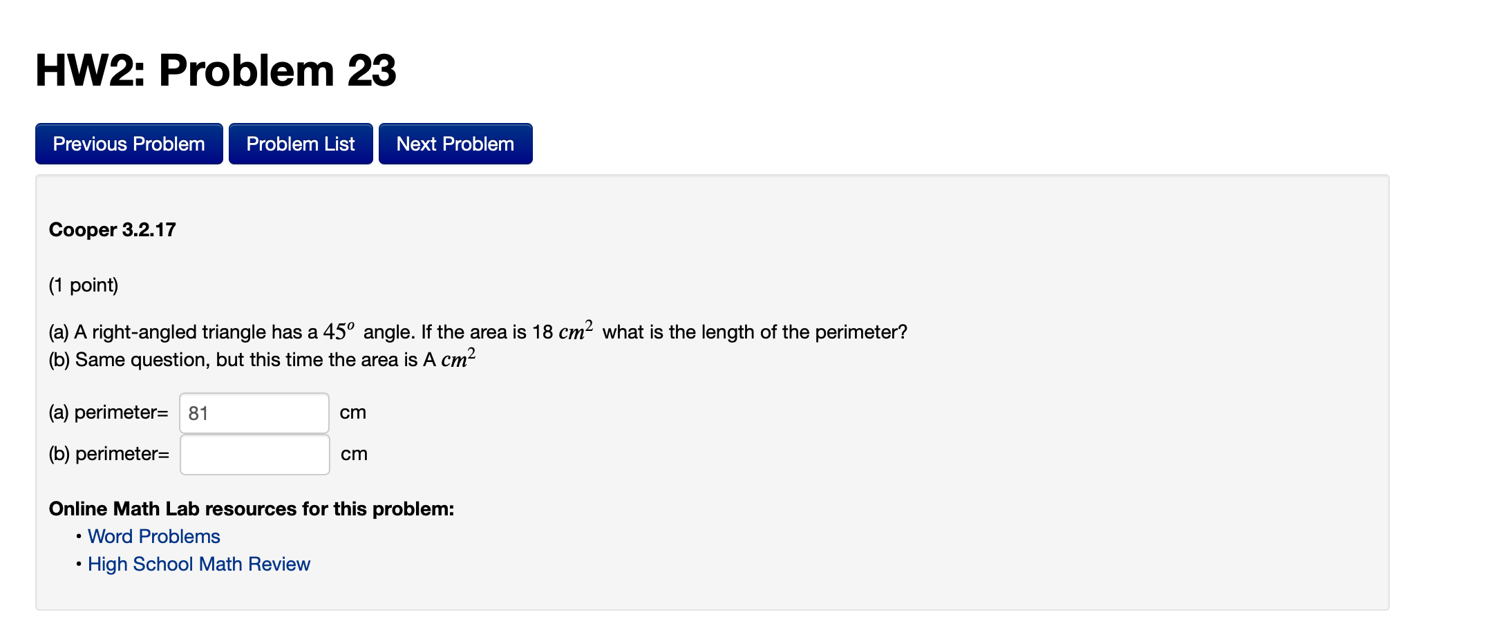 Solved HW2: Problem 23 Previous Problem Problem List Next | Chegg.com Solved HW2: Problem 23 Previous Problem Problem List Next | Chegg.com
