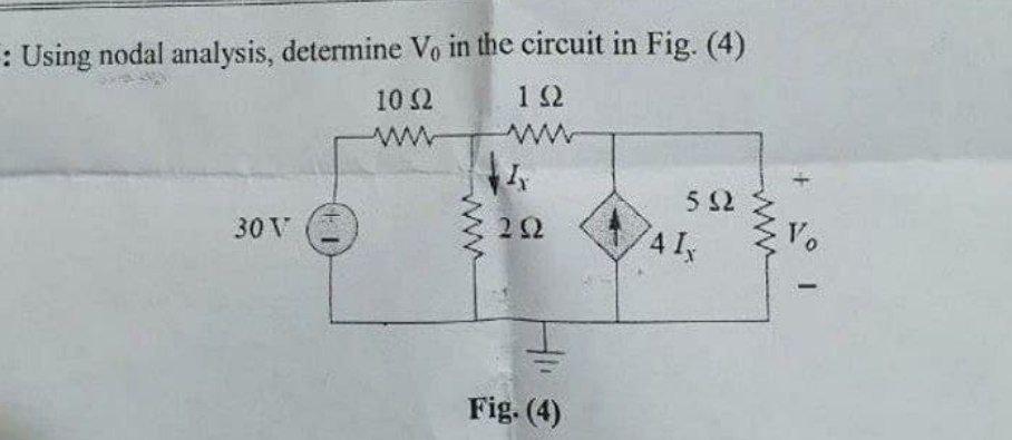 Solved : Using nodal analysis, determine V, in the circuit | Chegg.com