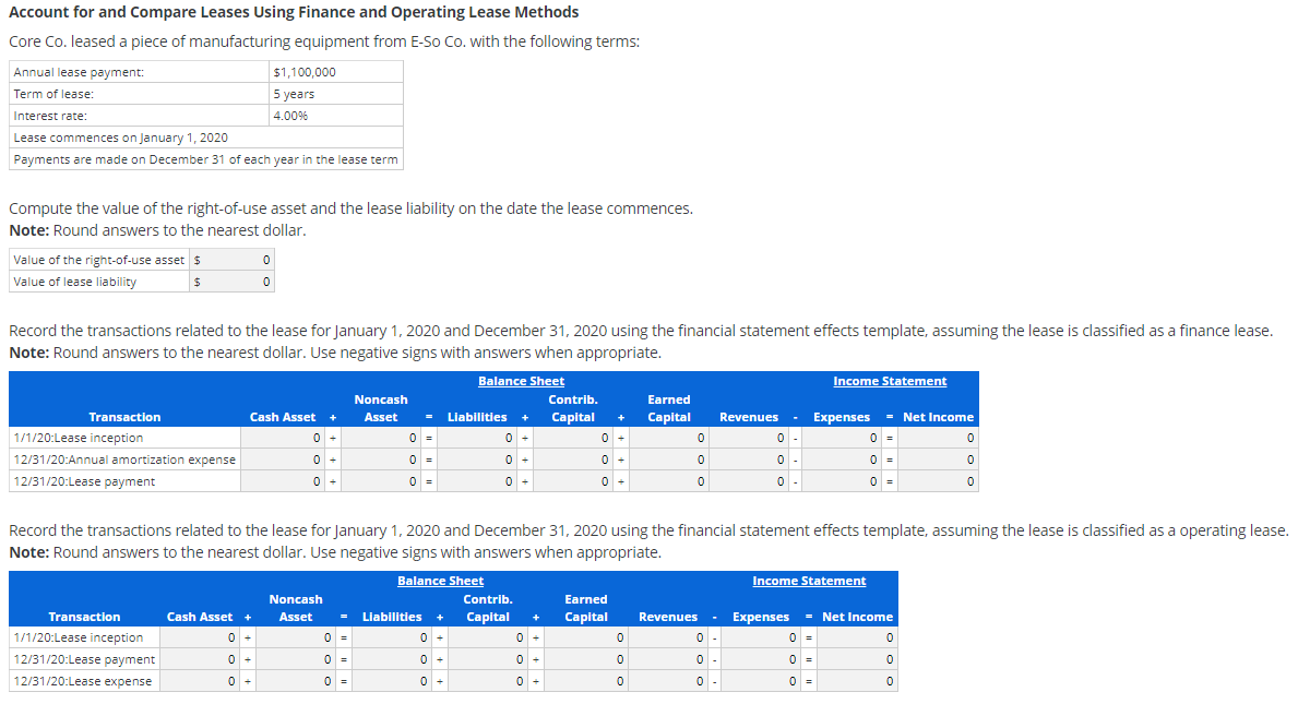 Solved Account For And Compare Leases Using Finance And Chegg solved-account-for-and-compare-leases-using-finance-and-chegg