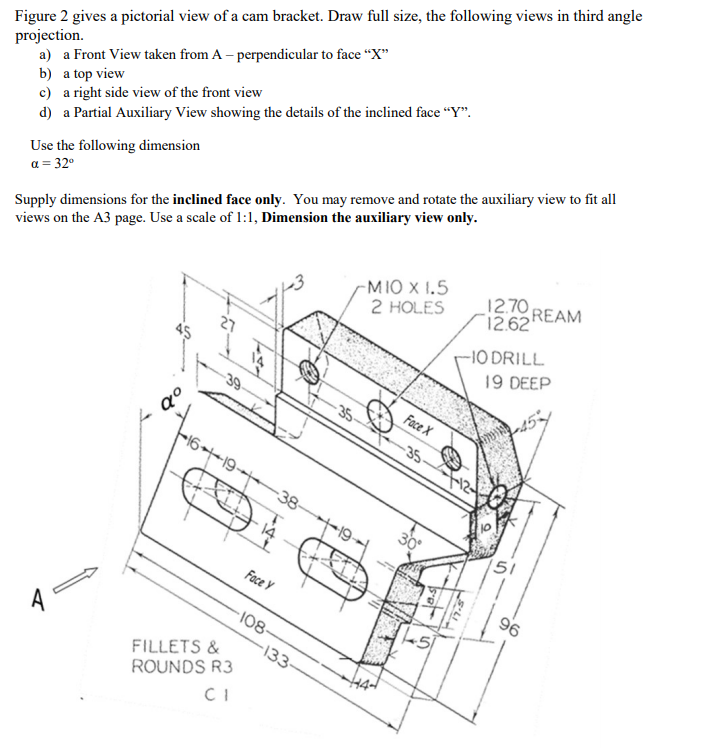 Solved Figure 2 gives a pictorial view of a cam bracket. | Chegg.com
