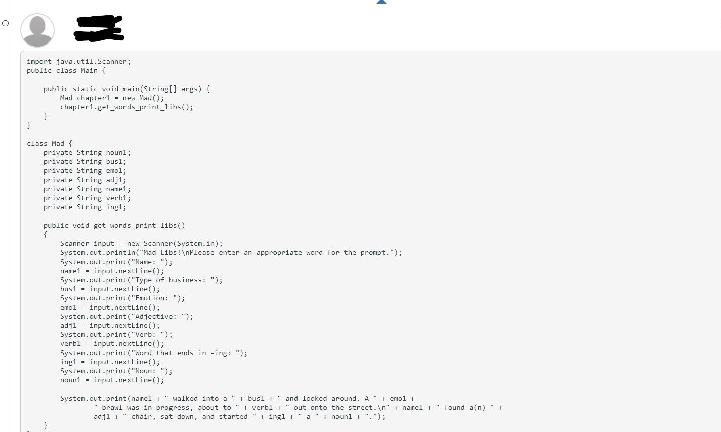Solved Have you ever played Mad Libs (Links to an | Chegg.com