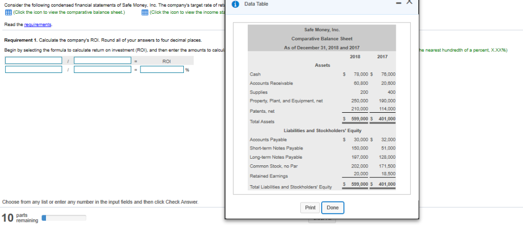 Solved Data Table Consider the following condensed financial | Chegg.com