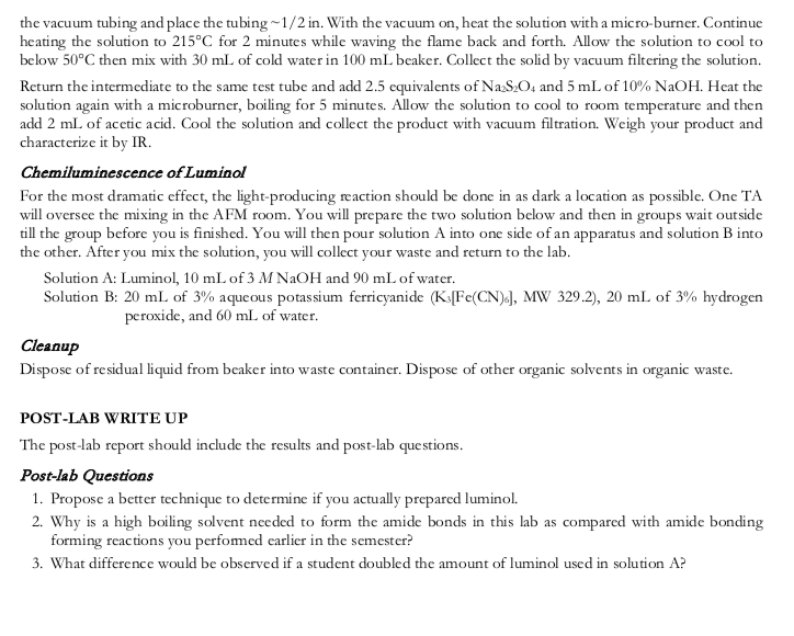 Solved Luminol LEARNING OBJECTIVES • Carry out a | Chegg.com