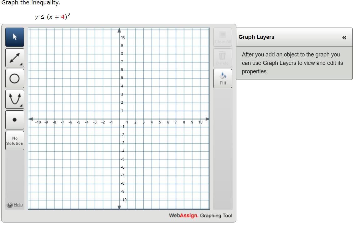 Solved Graph the inequality. y = (x + 4)2 10 Graph Layers 9 | Chegg.com