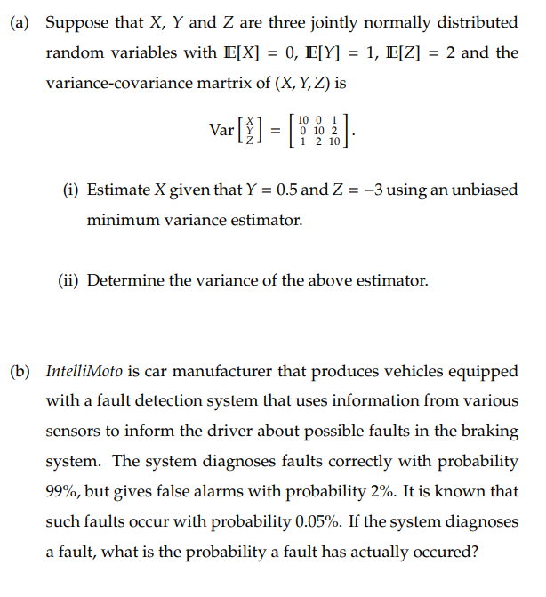 Solved (a) Suppose that X, Y and Z are three jointly | Chegg.com